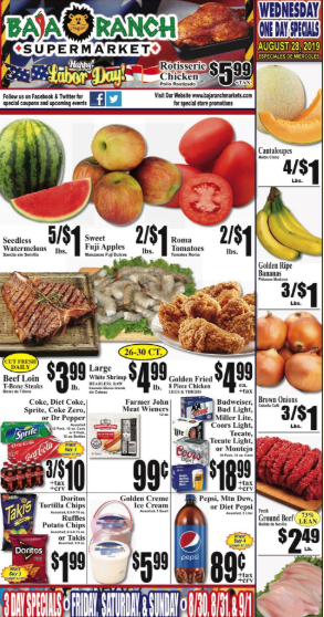 Baja Ranch Markets Grocery, Department Store Weekly Ad in California
