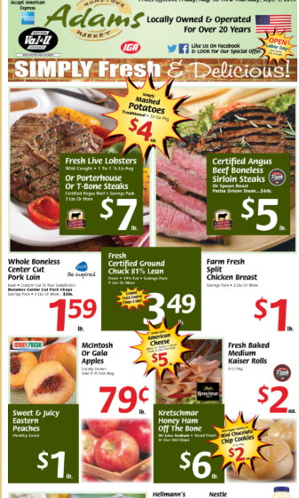Adams Hometown Markets Grocery Weekly Ad in Massachusetts